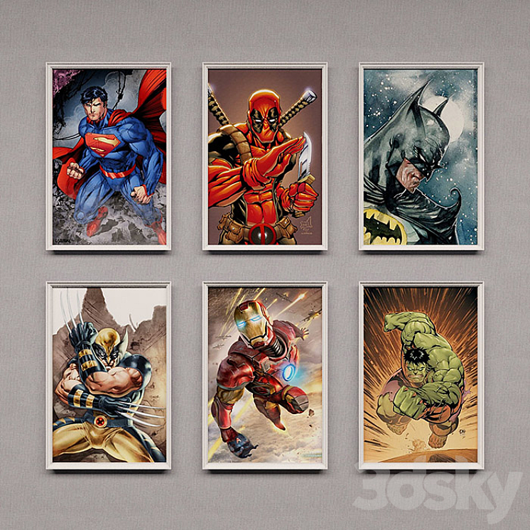 Superheroes - Superheroes - Comics - Frame - 3D model
