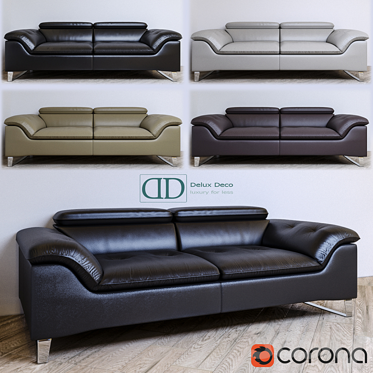 Visso Leather 3 Seater Sofa - Sofa - 3D model