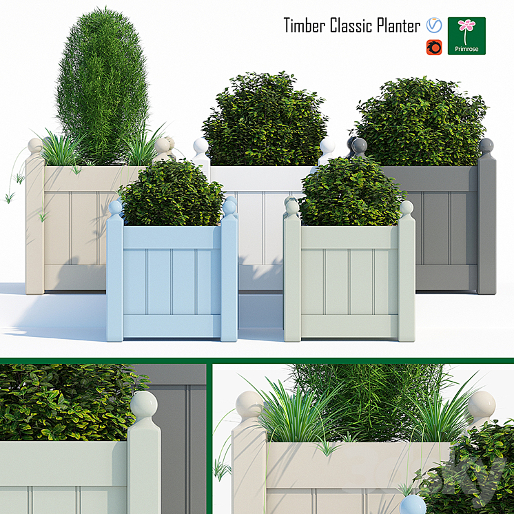 Timber classic planter - Outdoor - 3D model