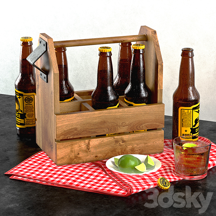 Beer box and lime - Food and drinks - 3D model