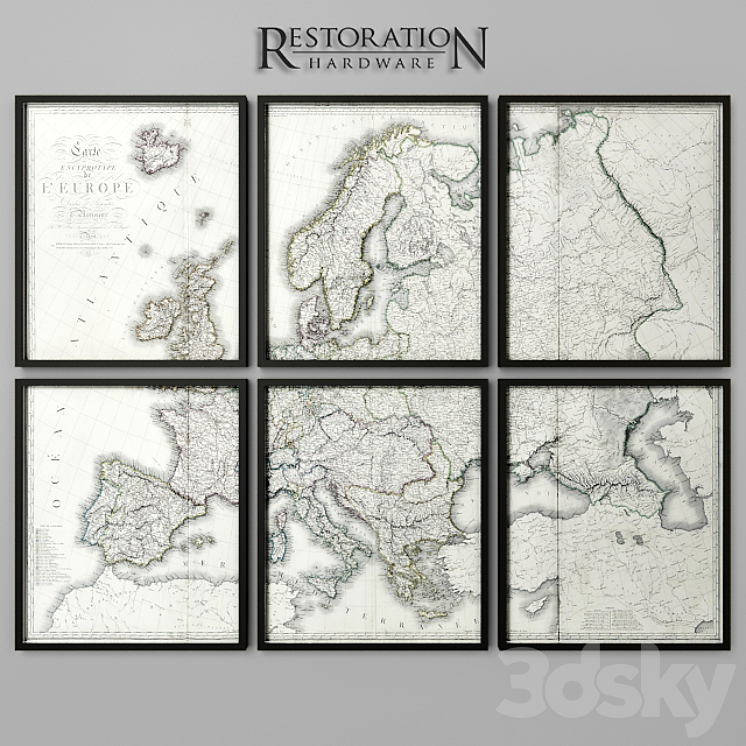 RH 1816 Map of Europe - Frame - 3D model