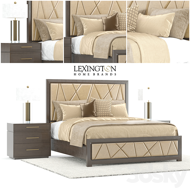 LEXINGTON HOME BRANDS ZAVALA SPECTRUM UPHOLSTERED PANEL BED - Bed - 3D ...