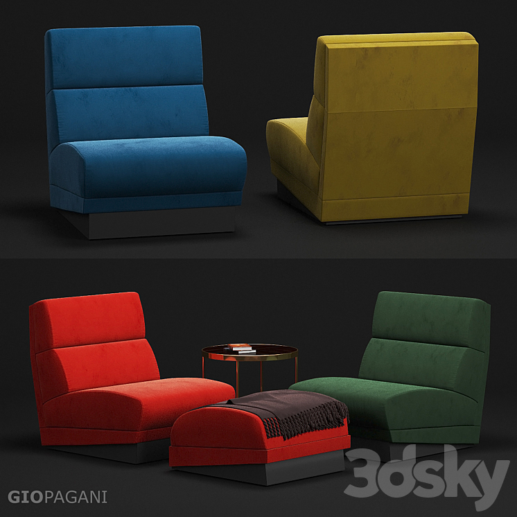Giopagani Senzafine Armchair & Surround Me High Coffee Table - Arm ...