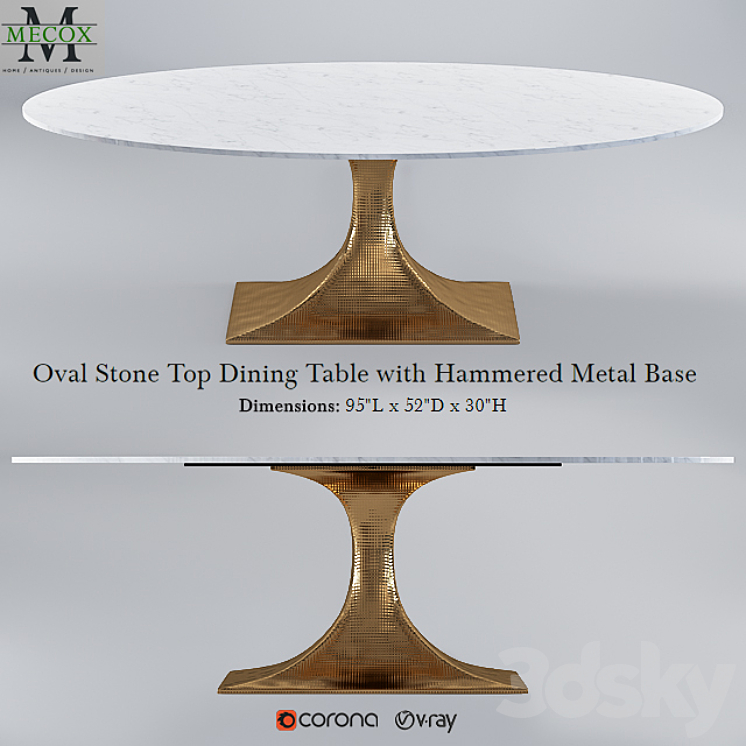 Mecox Oval Stone Top Dining Table - Table - 3D model