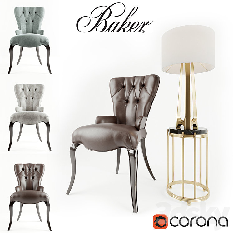 TUFTED HAIR BARBARA BARRY Set - Chair - 3D model