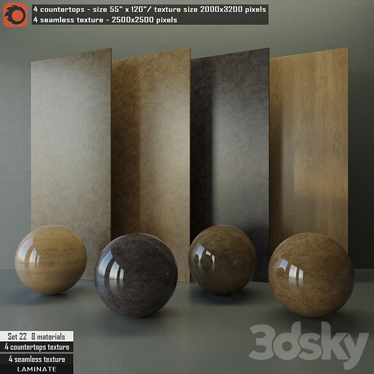 Laminate countertops & Seamless texture Set 22 - Stone - 3D model