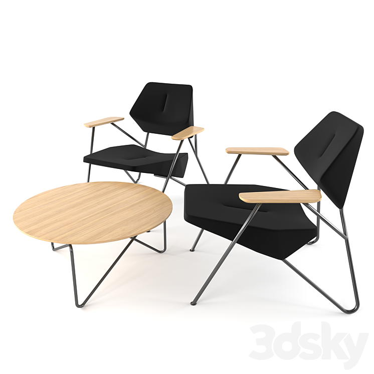 Prostoria Polygon - Table + Chair - 3D model