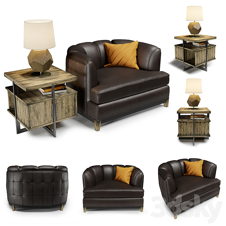Hooker Rockingham Stationary Sofa - Arm chair - 3D model