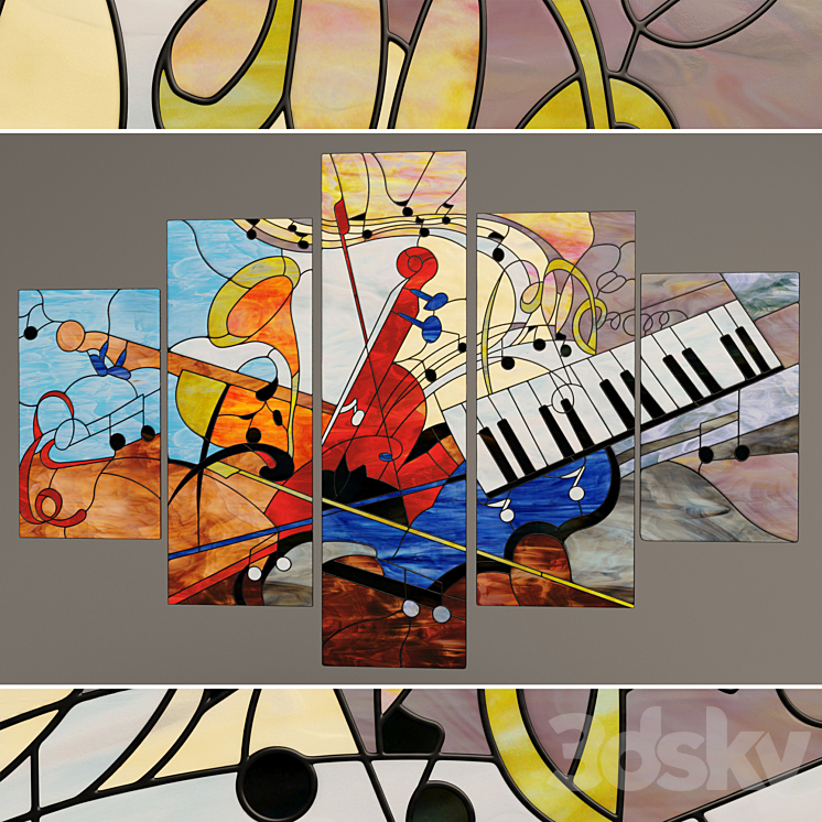 Stained-glass window "Musical abstraction" - Windows - 3D model