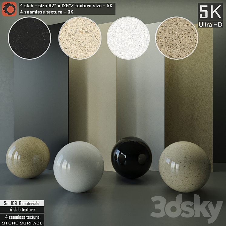 Stone Slab & Seamless texture Set 109 - Stone - 3D model