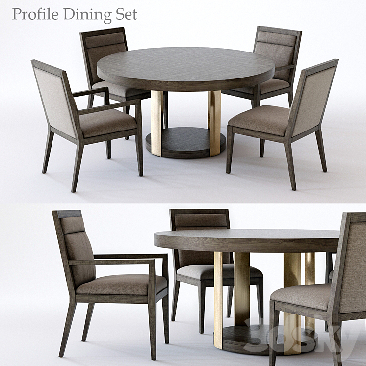 Bernhardt Profile Dining Set 2 - Table + Chair - 3D model