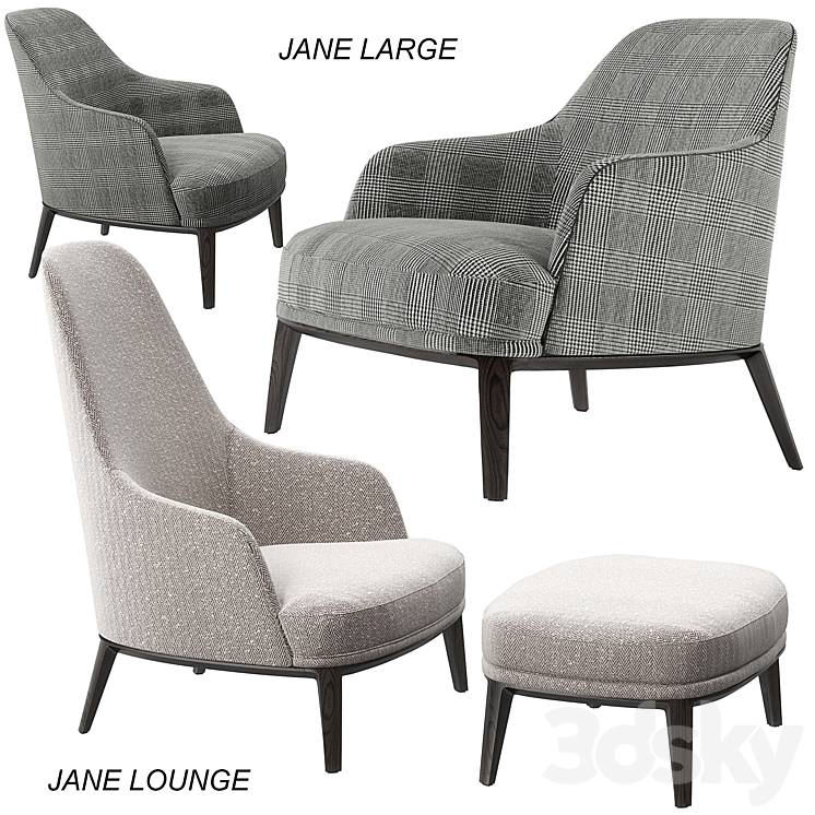 Poliform Jane Large, Lounge armchairs set - Arm chair - 3D model