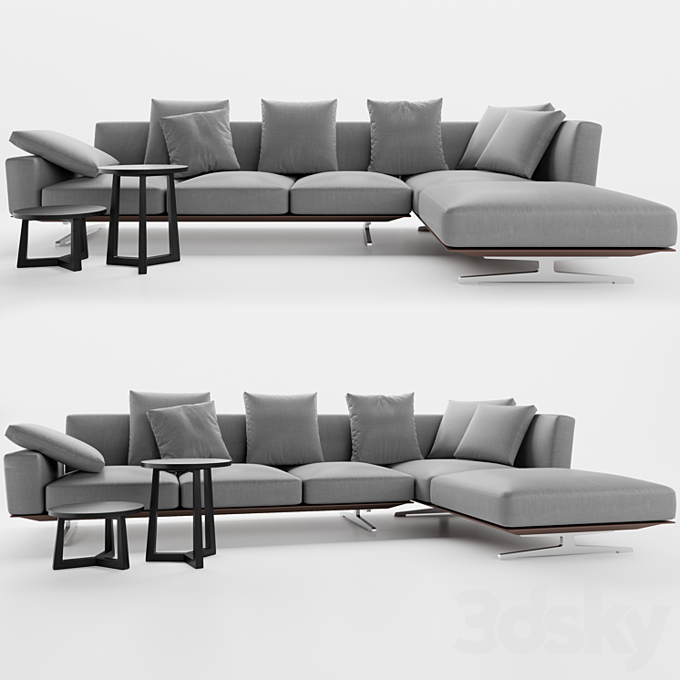Flexform SOFT DREAM sofa + JIFF side tables - Sofa - 3D model