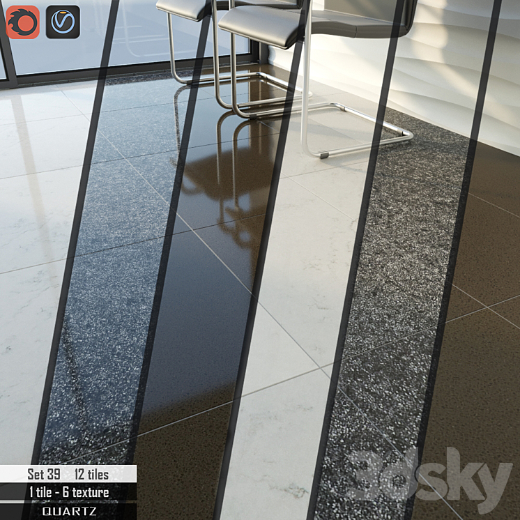 Stone tile Set 39 - Tile - 3D model