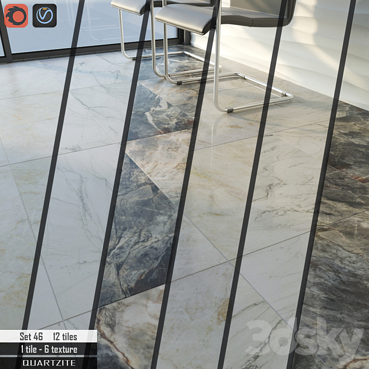 Stone tile Set 46 - Tile - 3D model