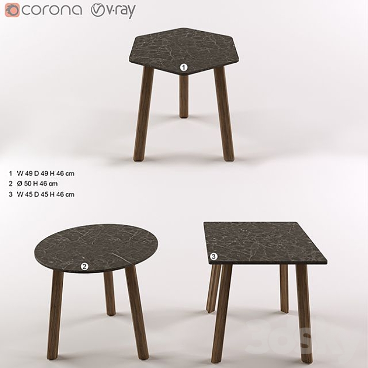 Tacchini Ruler Table Set2 3Tables - Table - 3D model