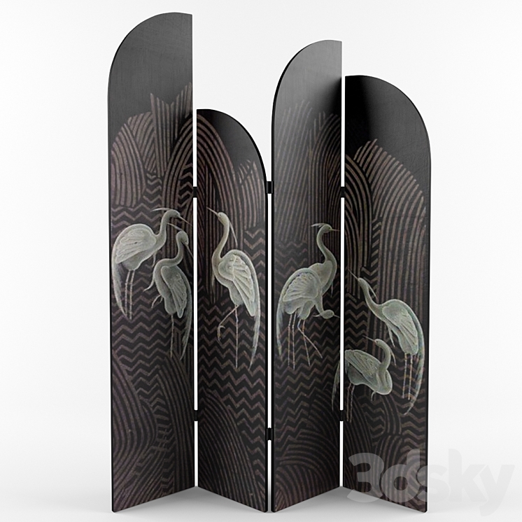 Jean Dunand Silk Heron Screen 1930s - Miscellaneous - 3D model