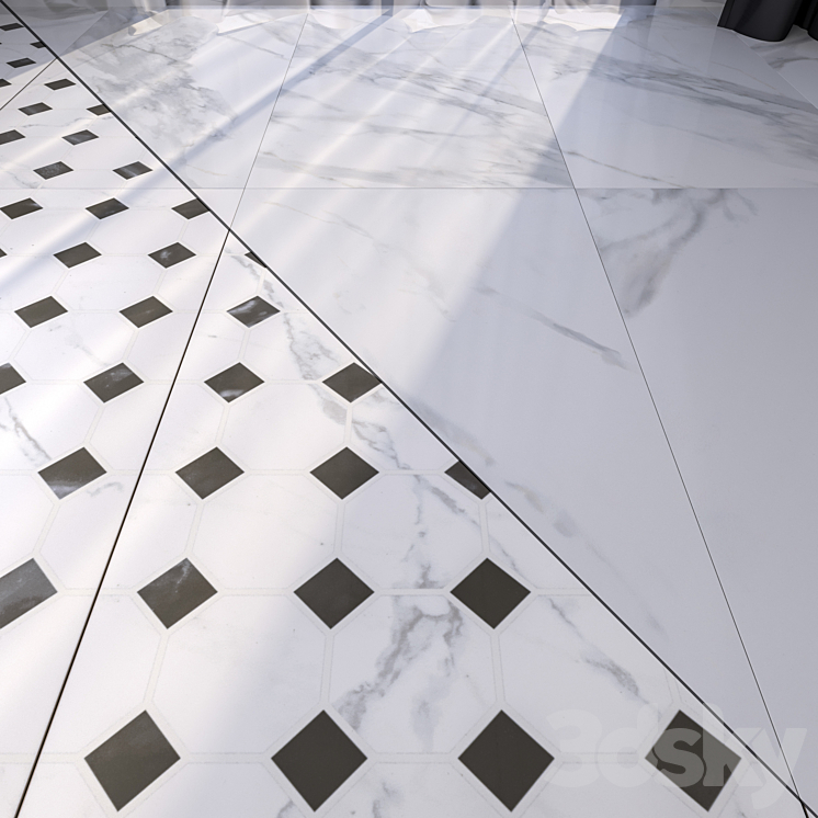 Marble Floor Set 23 - Vray Material - Tile - 3D model