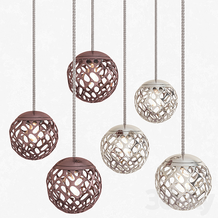 Kelly cluster 3 lights Suspension - Pendant light - 3D model