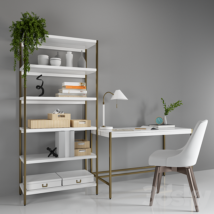 West Elm Zane Desk & Zane Wide Bookshelf & Swivel Office Chair - Table ...