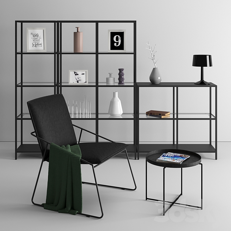 Ikea Shelf unit, Coffee table and Wire Base Chair - Other - 3D model