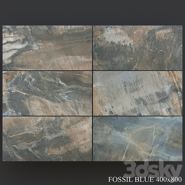 ABK Fossil Blue 400x800 - Tile - 3D model