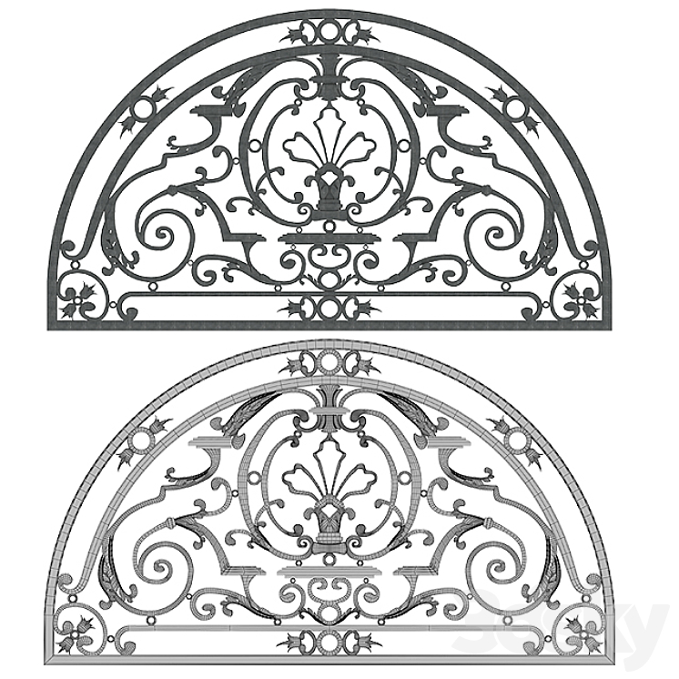 semi circle arch window grill - Facade element - 3D model