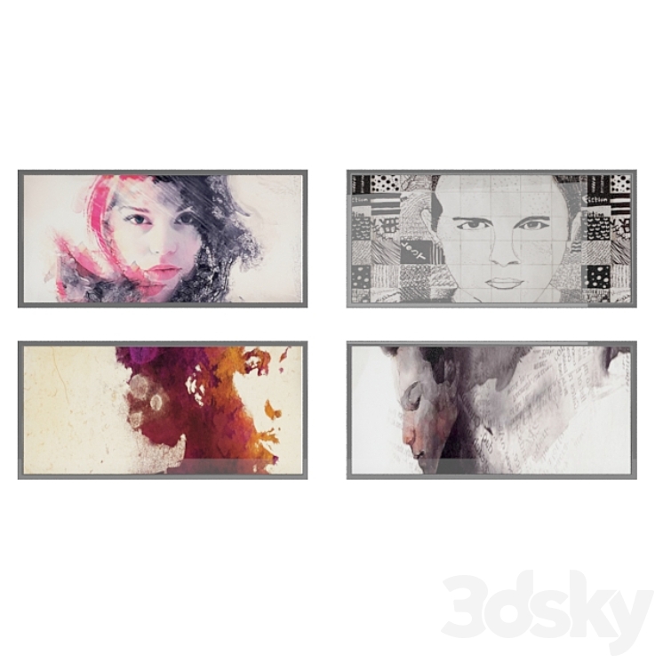 Wall Painting, Portrait - Frame - 3D model