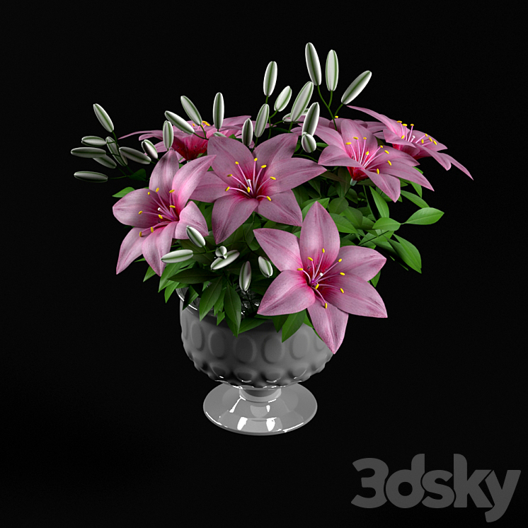 pink lilium flower - Bouquet - 3D model
