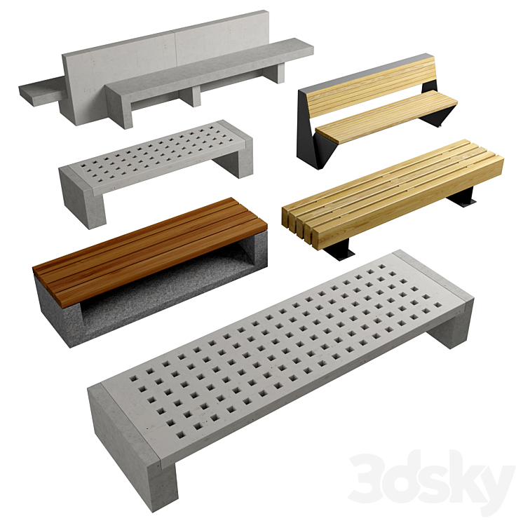 Benches for the street "ESCOFET" - Urban environment - 3D model