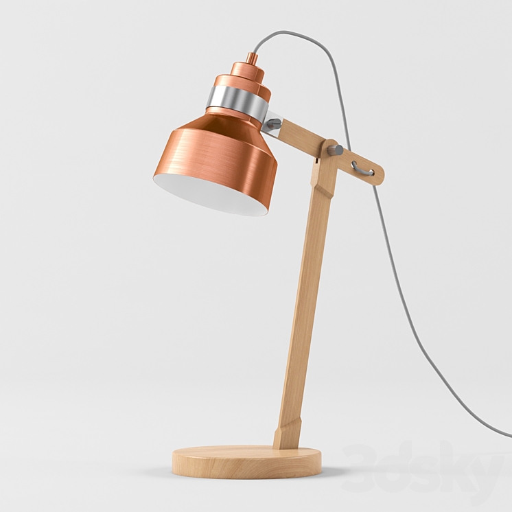 MADE Brett, lampe, bois et cuivre brossé - Table lamp - 3D model