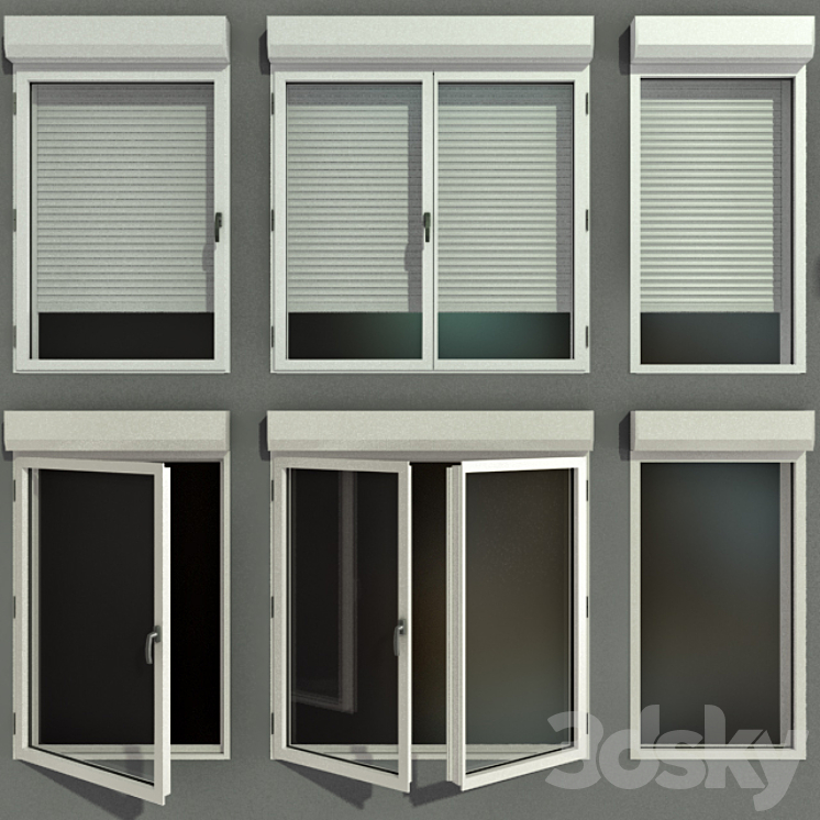 Swing stained glass windows with roller shutters - Windows - 3D model