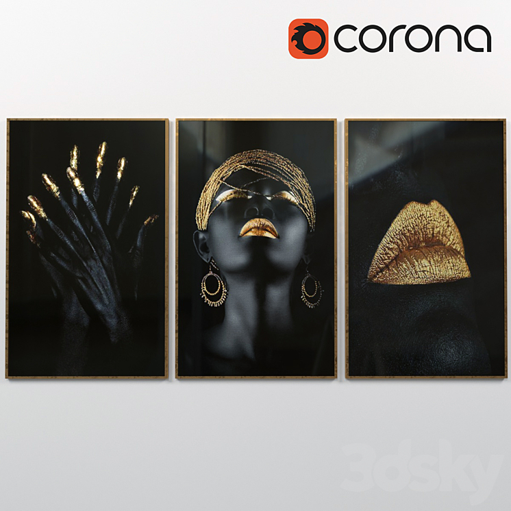 Set of posters in ethnic style - Frame - 3D model