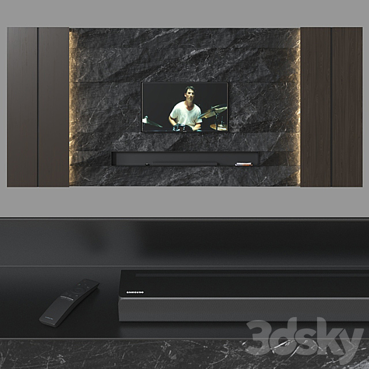 TV wall 034. - TV Wall - 3D model