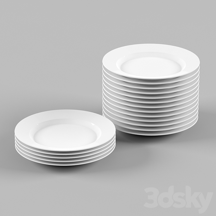 Stack of plates - Tableware - 3D model