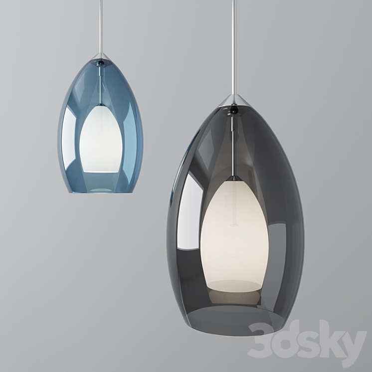 Fire pendant in satin nickel - Pendant light - 3D model