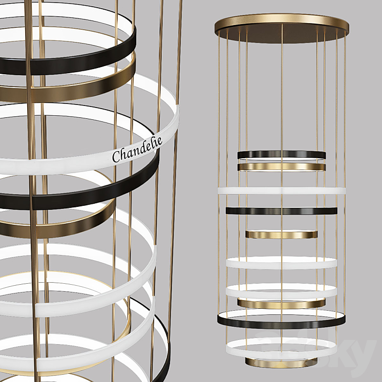 Dimore Studio Chandelier of layered bands - Pendant light - 3D model