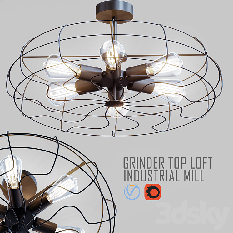 Grinder Top Loft Industrial Mill - Pendant light - 3D model
