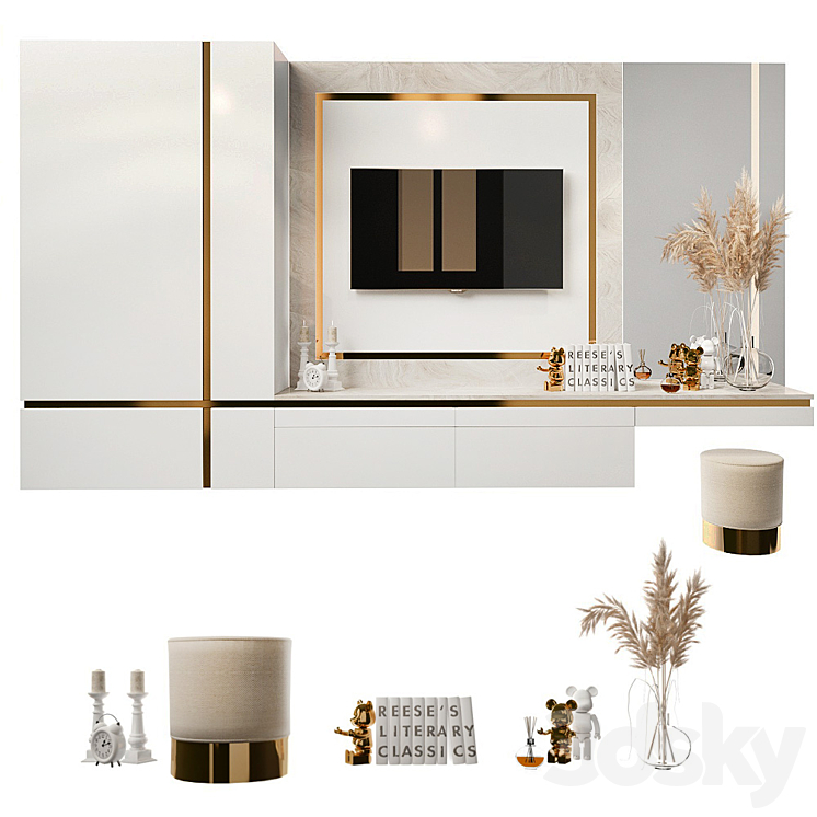 Dressing table and TV stand_9 - TV Wall - 3D model