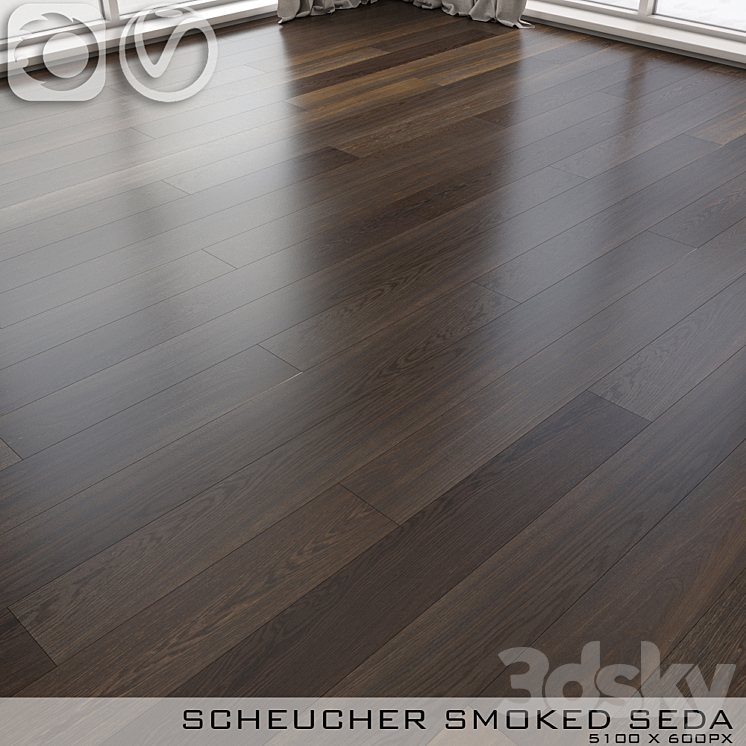 Parquet board Scheucher Oak Smoked Seda - Wood - 3D model