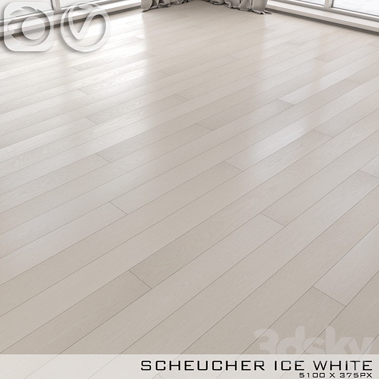 Parquet board Scheucher Valletta Oak Ice White - Wood - 3D model
