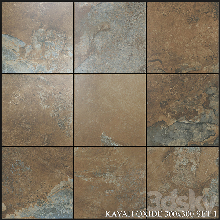 Yurtbay Seramik Kayah Oxide 300x300 Set 1 - Tile - 3D model