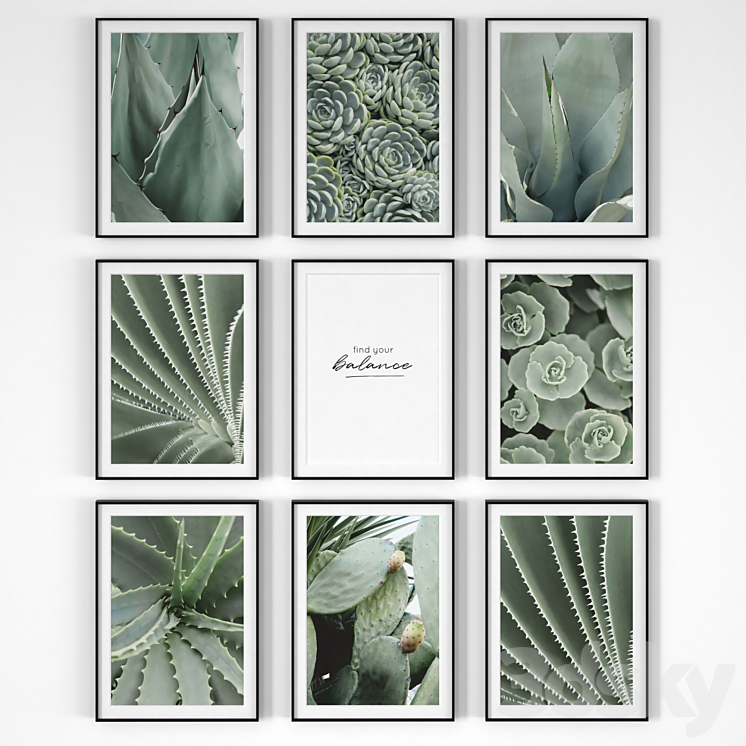 Set of posters "Succulents" - Frame - 3D model