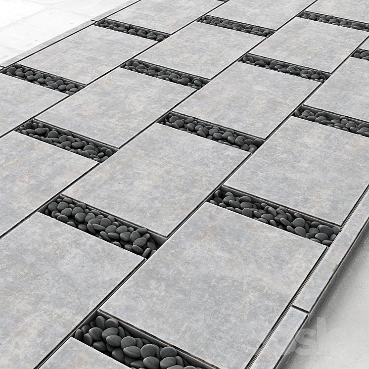 Smooth Pebble Slabs / Title smoooth pebble - Paving - 3D model