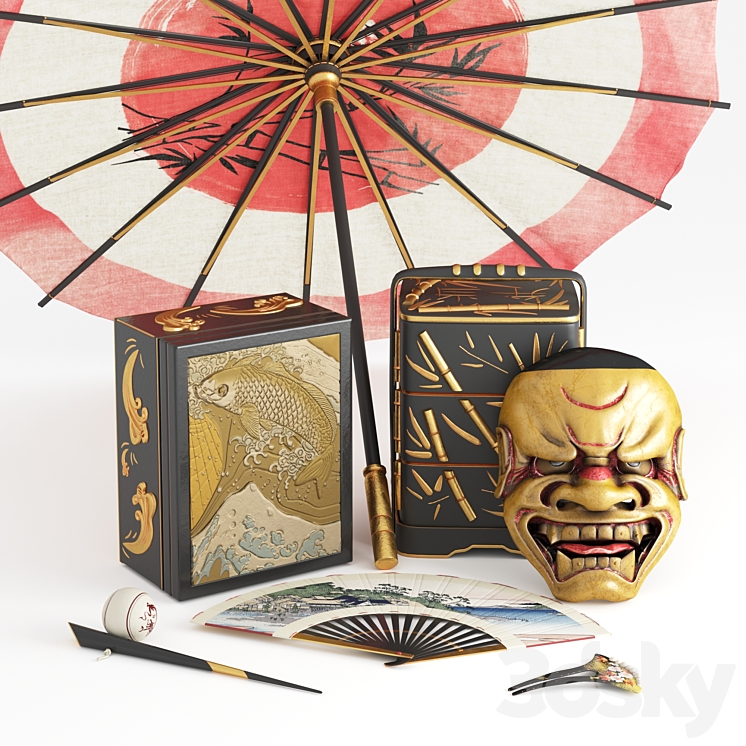 Japanese Decorative Set - Decorative set - 3D model