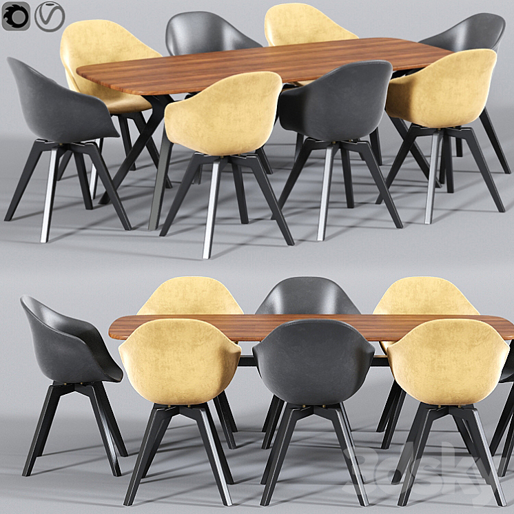 Hey dining chair table set - Table + Chair - 3D model