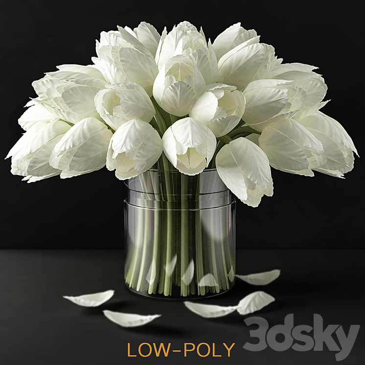 Handcrafted Real Touch Tulips (low poly) - Bouquet - 3D model
