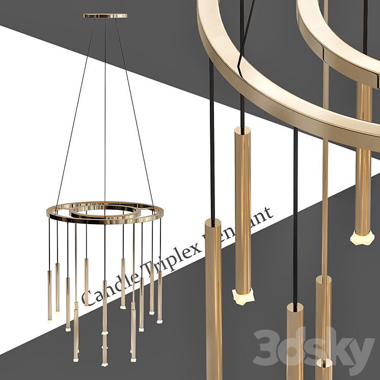 Candle Triplex Pendant - Pendant light - 3D model