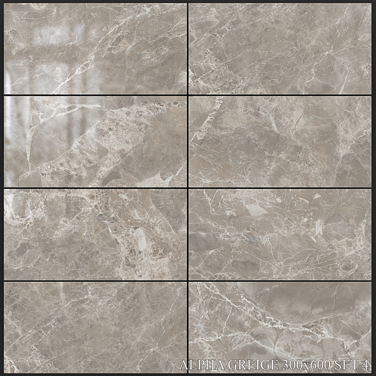 Yurtbay Seramik Alpha Greige 300x600 Set 4 - Tile - 3D model