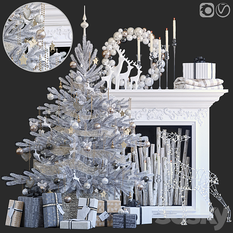 Christmas tree 5 - Decorative set - 3D model